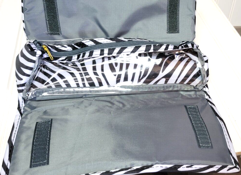 JM New York Zebra Black White Zebra Roll Up Travel Makeup Jewelry Bag ...