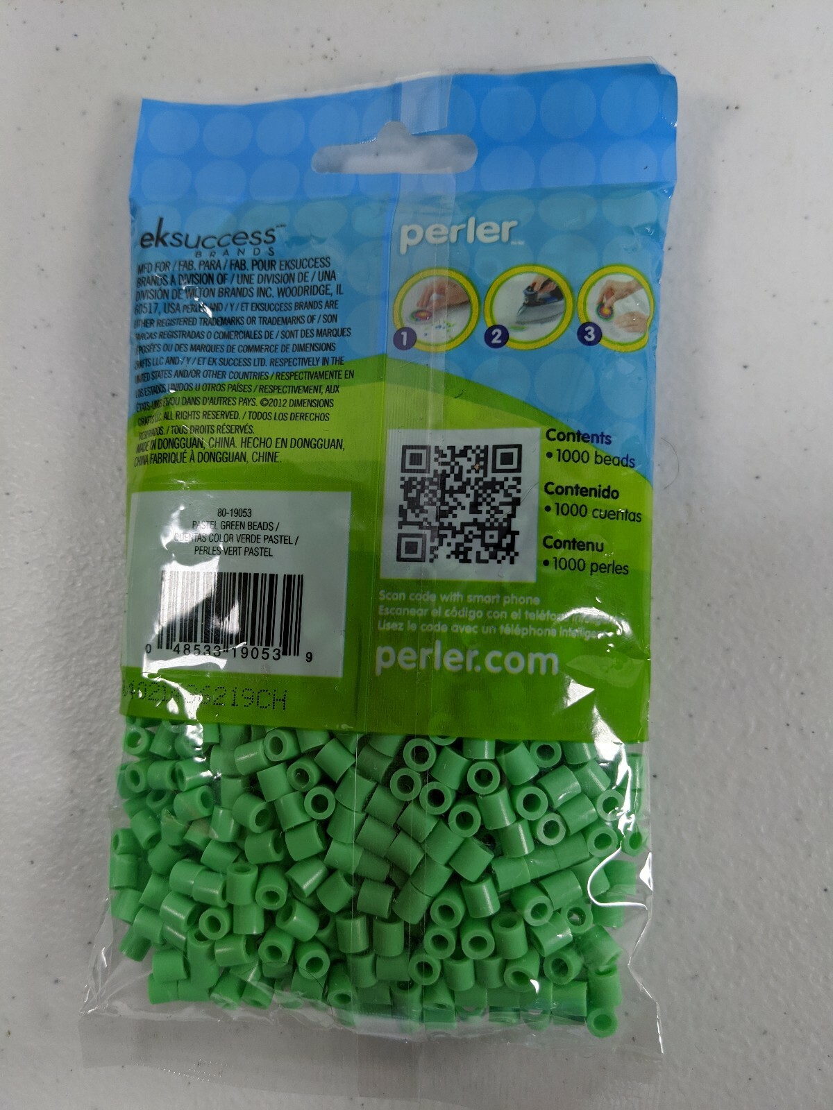 Perler Beads Lot 3 Packs 1000 Each Iron On Fuse Pastel Green Yellow ...