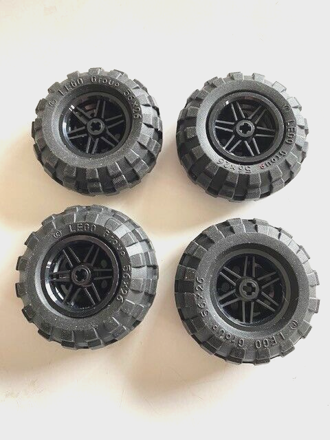 LEGO Parts: 56X26 Balloon Tires / Wheels (Part# 55976), Black RIMS ...