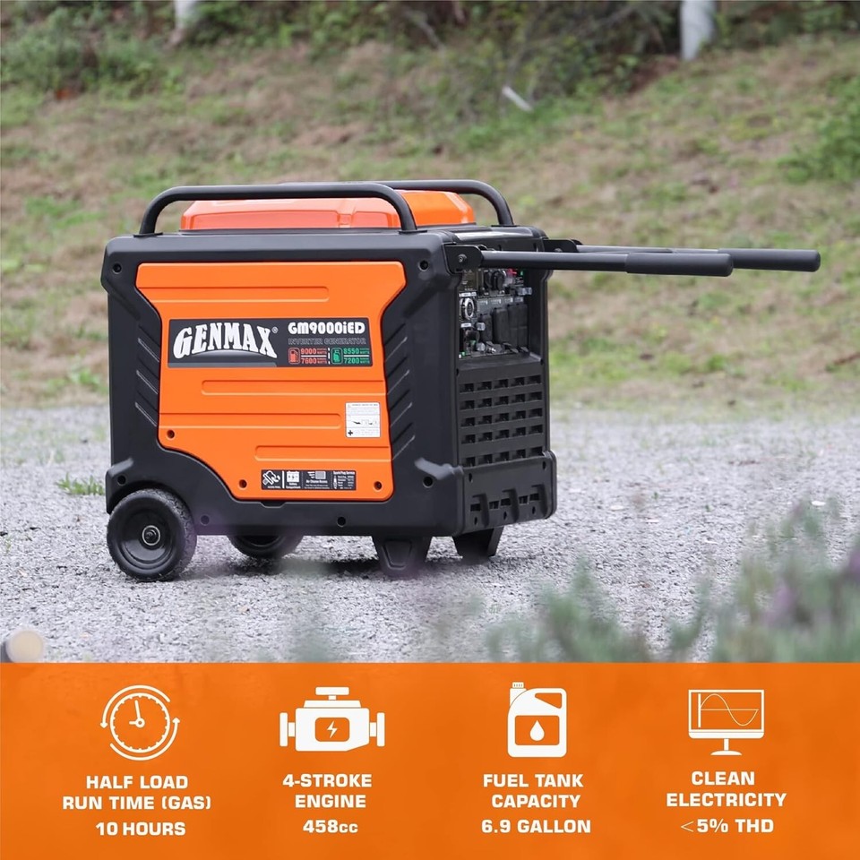 Genmax Portable Inverter Generator, 11000-Watt Tri-Fuel Remote Start CO ...