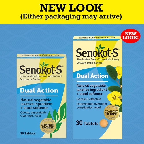 Senokot S Dual Action Natural Vegetable Laxative Ingredient Plus Stool ...