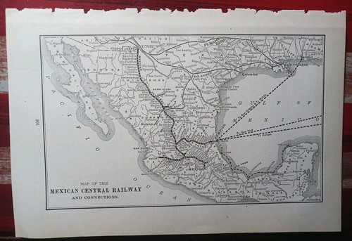 1897 Train Route Map MEXICAN CENTRAL RAILWAY Tampico Mexico Railroad ...