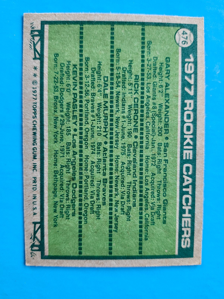 Dale Murphy Rookie 1977 Topps #476 Rookie RC | eBay