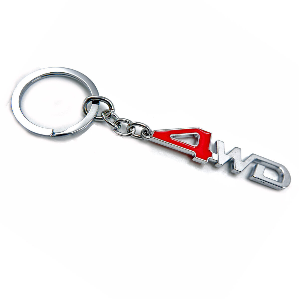 Metal Key Chain Holder Ring "4WD" Chrome Red For Universal All 2000 ...