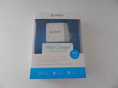 Atomi Universal 2.4A Ultra-Fast Charge Dual USB Port Wall Charger New ...
