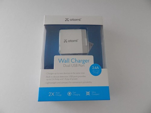 Atomi Universal 2.4A Ultra-Fast Charge Dual USB Port Wall Charger New ...