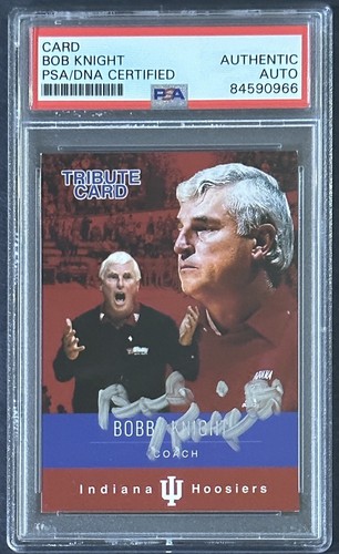 Indiana Hoosiers Tribute Card Bobby Knight Signed Autographed PSA DNA ...