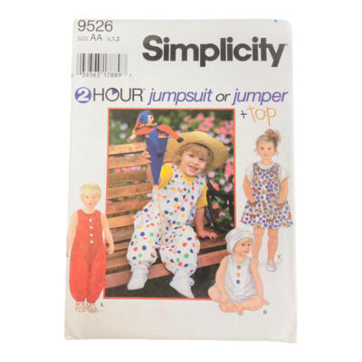 Vintage Simplicity Sewing Pattern 9526 Toddlers Jumpsuit Jumper Top ...