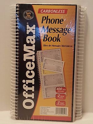 2 OFFICEMAX CARBONLESS 2-PART PHONE MESSAGE BOOKS - 400 SETS IN EACH ...