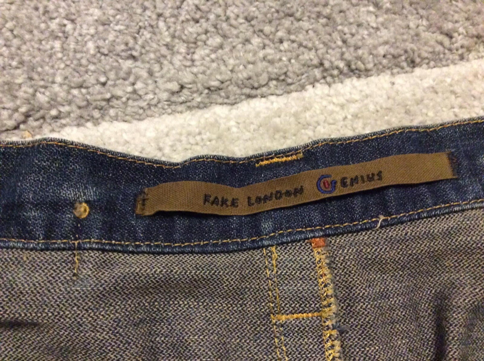 Fake London Genius Designer Denim Mini Skirt 28 Worn… - Gem