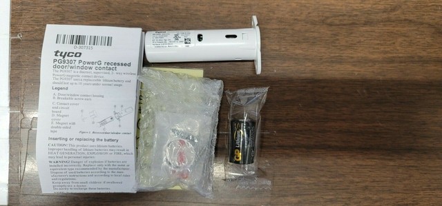Large DSC / Tyco PG9307 PowerG Wireless Recessed Contacts Plus Fobs ...