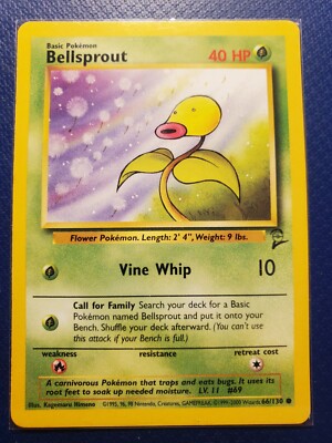 Pokémon TCG Bellsprout Base Set 2 66/130 Regular Unlimited Common LP-NM ...