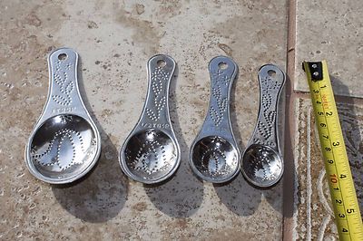 4 metal decorative decorated measuring spoons set country design ...