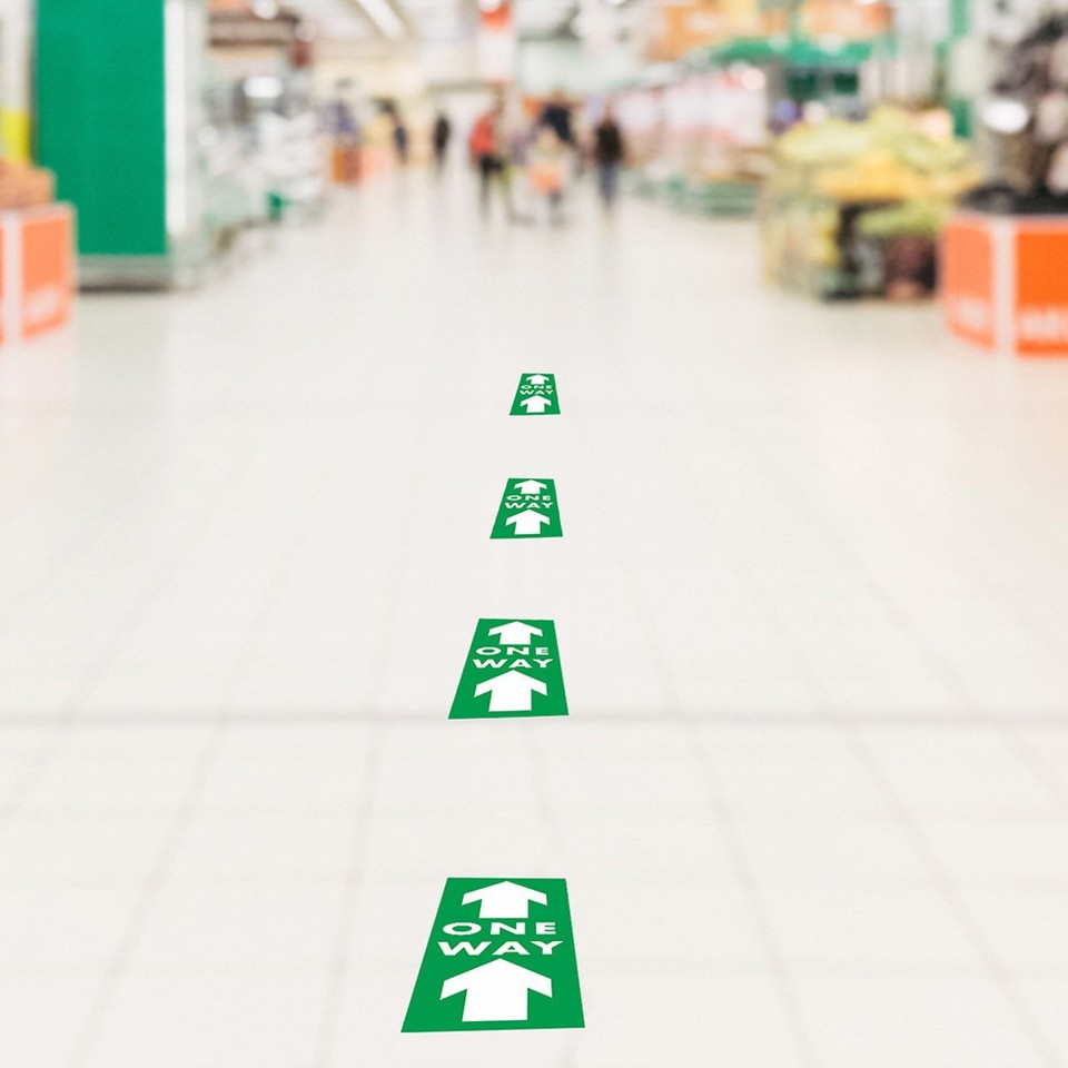5 Pcs Warning Stickers Directional Arrows Floor Waterproof Decal | eBay ...