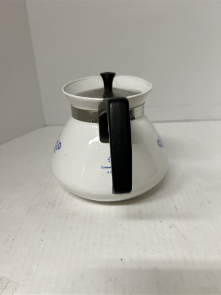 Vintage Corning Ware Blue Cornflower 6 Cup Coffee Tea Pot Kettle w/Lid ...