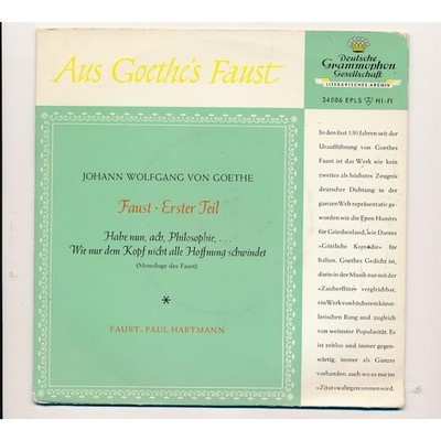 Faust Erster Teil - Paul Hartmann - Single 7" Vinyl 26/16 | eBay.de