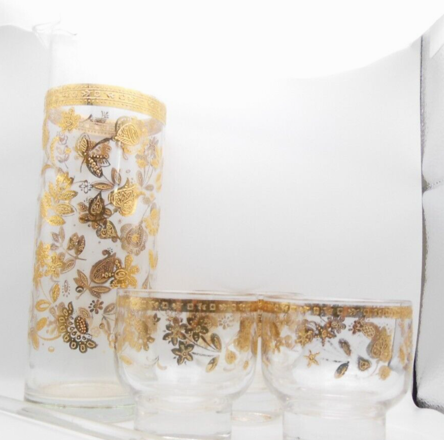 VTG Culver Chantilly MCM 22 KT Gold inlay 5pc Barware Martini Set | eBay