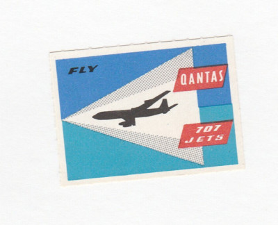 QANTAS Australia airline 1959 poster stamp label for intro of 707s | eBay