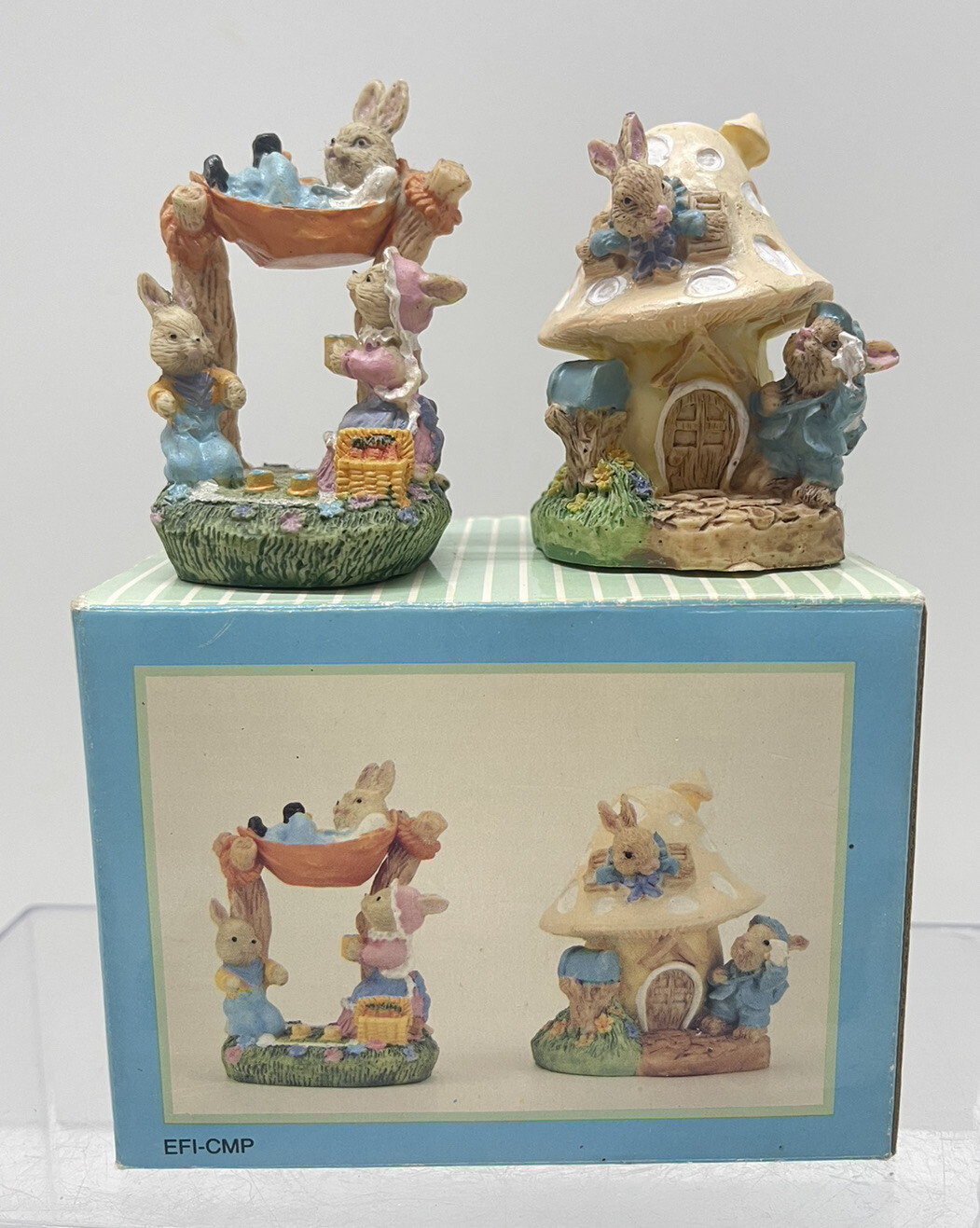 Easter Village set of 2 poly resin Bunnies 2.5” tall | eBay