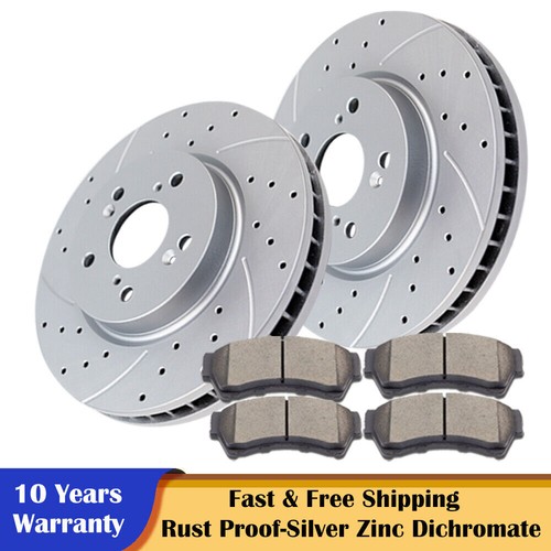 Front Slotted Brakes and Rotors Discs Brake Ceramic Pads Kits for ...