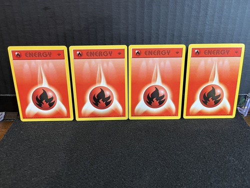 Pokémon Card Lot - 1st Edition Shadowless Fire Energy - 4 Card Lot - LP ...