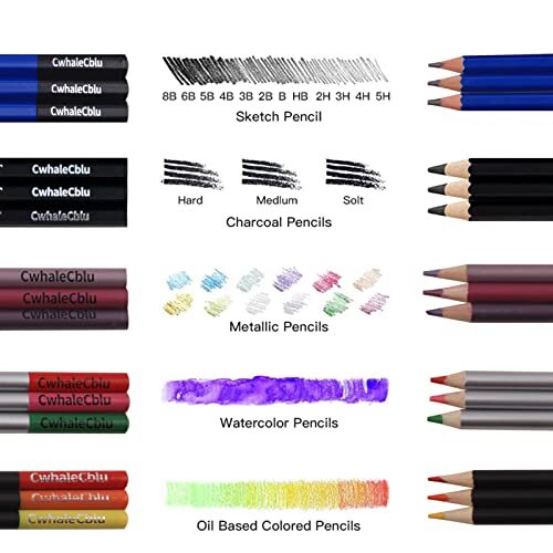 77 Pack Drawing Set Art Supplies, Sketching Kit with 3-Color Sketch ...