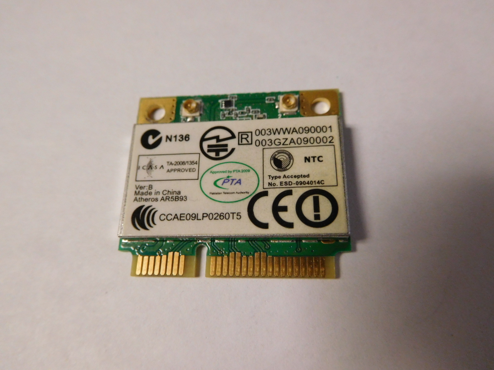 Gateway NV5378U NV53 Series Wireless Half Card Atheros AR5B93 (K51-25 ...