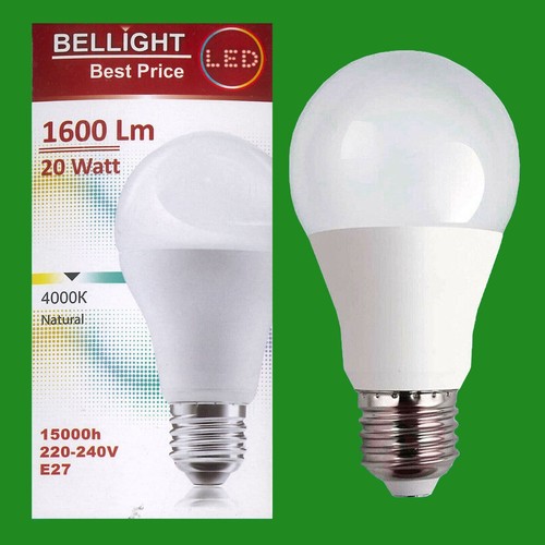 6x 20W LED GLS A65 ES Edison E27 4000K Natural White 1600lm Light Bulb ...