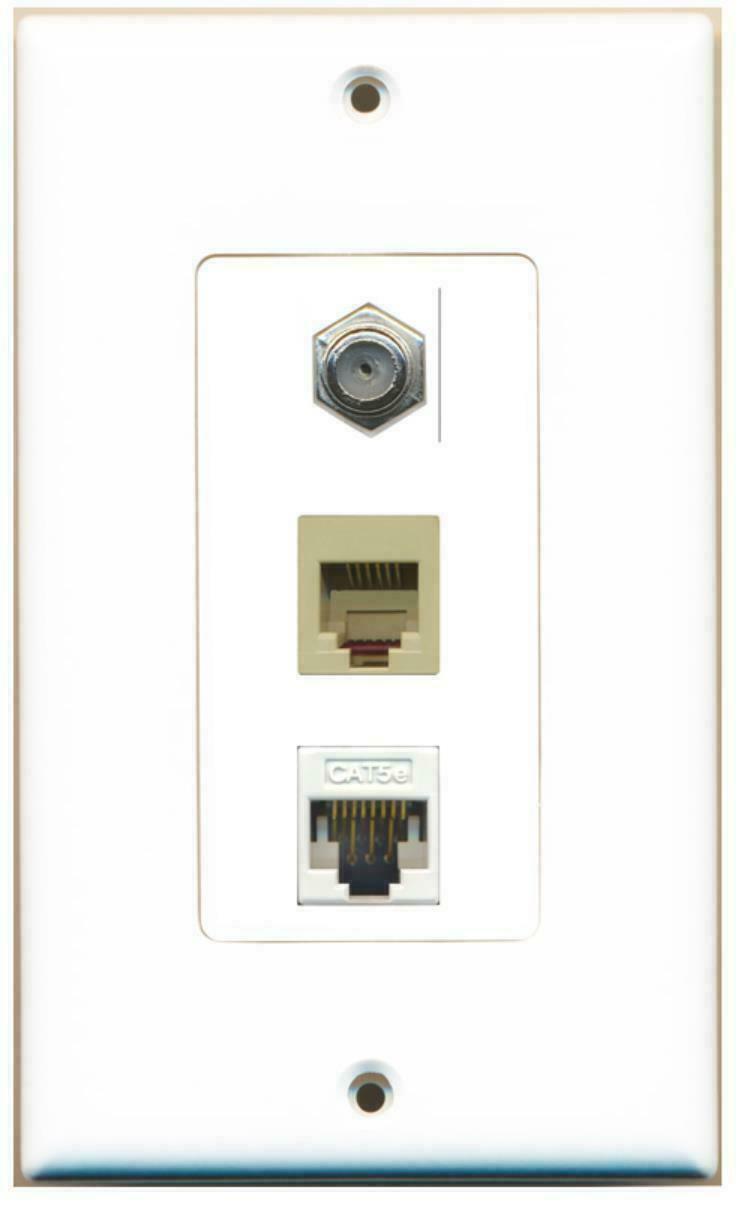 DecorZ - Coax Cable TV- F-Type Phone RJ11 RJ12 CAT5E Ethernet Wall ...