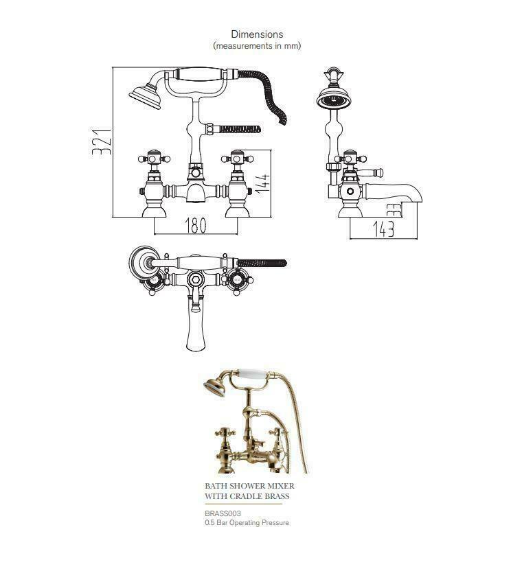 Traditional Brushed Brass Victorian Bathroom Taps Shower Mono Basin ...