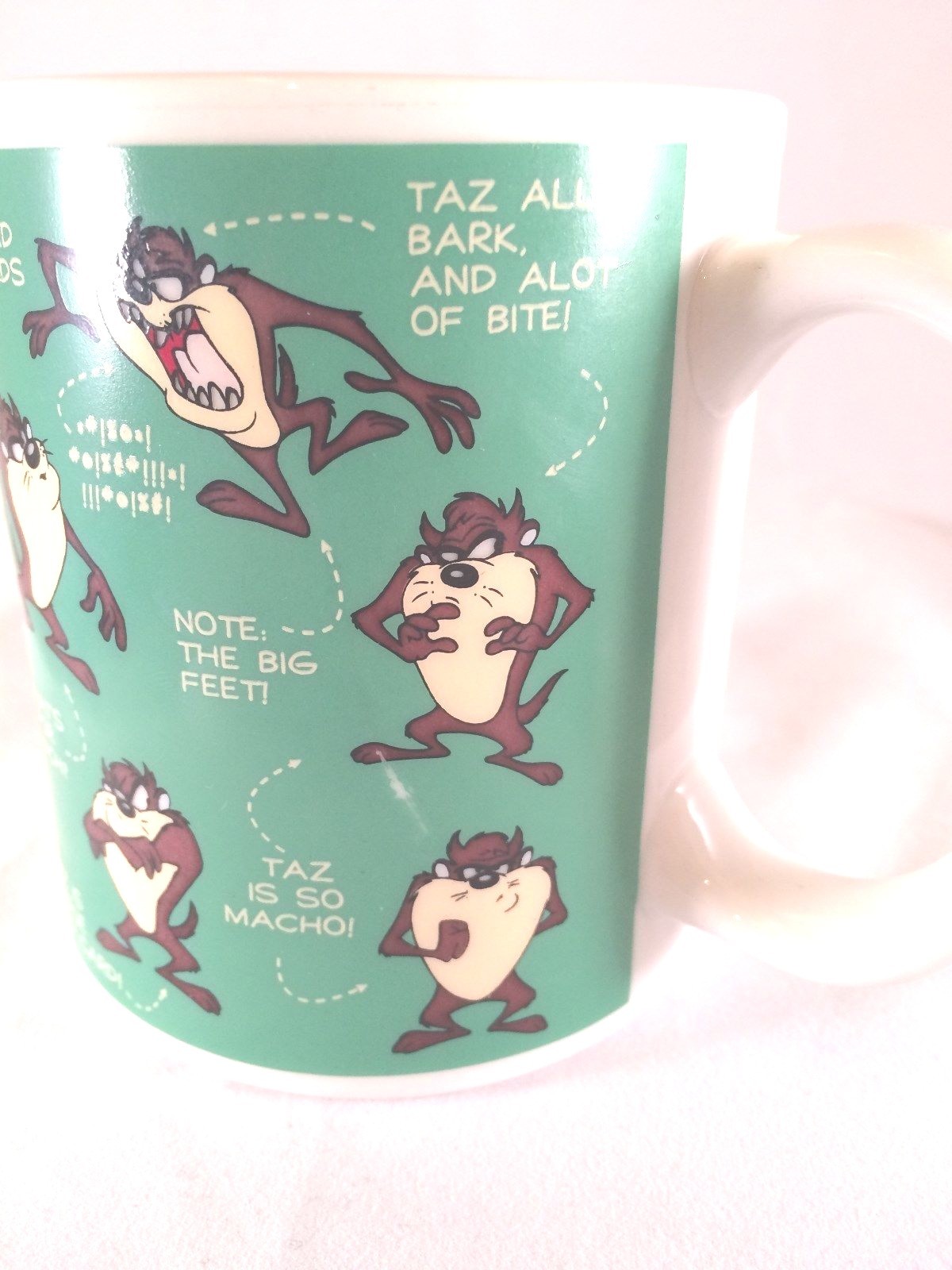 Tasmanian Devil Taz Coffee Mug 1994 Blue Warner Bros Studio Store 4" x ...