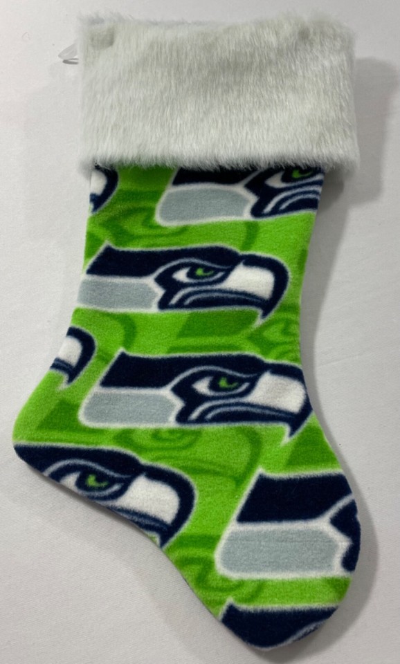 HANDMADE 16"X 9" FLEECE CHRISTMAS STOCKING NFL SEATTLE SEAHAWKS ...