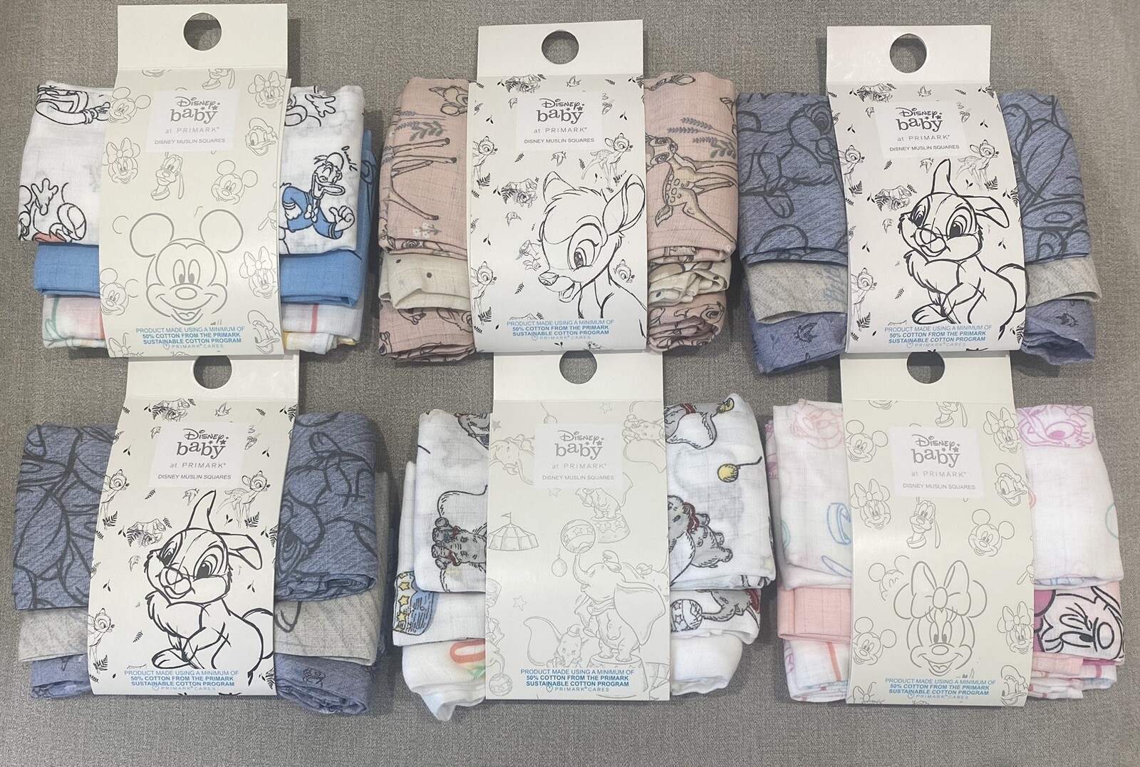 Primark Disney Baby Muslin Squares 3 Pack Cloths | eBay