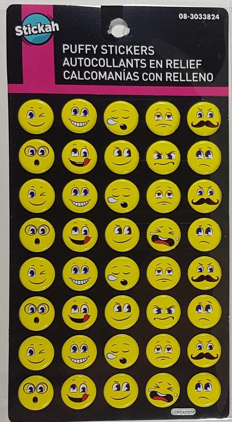 3D Puffy Stickers Silly Faces Emoji Style Art Crafts Scrapbooking Free ...