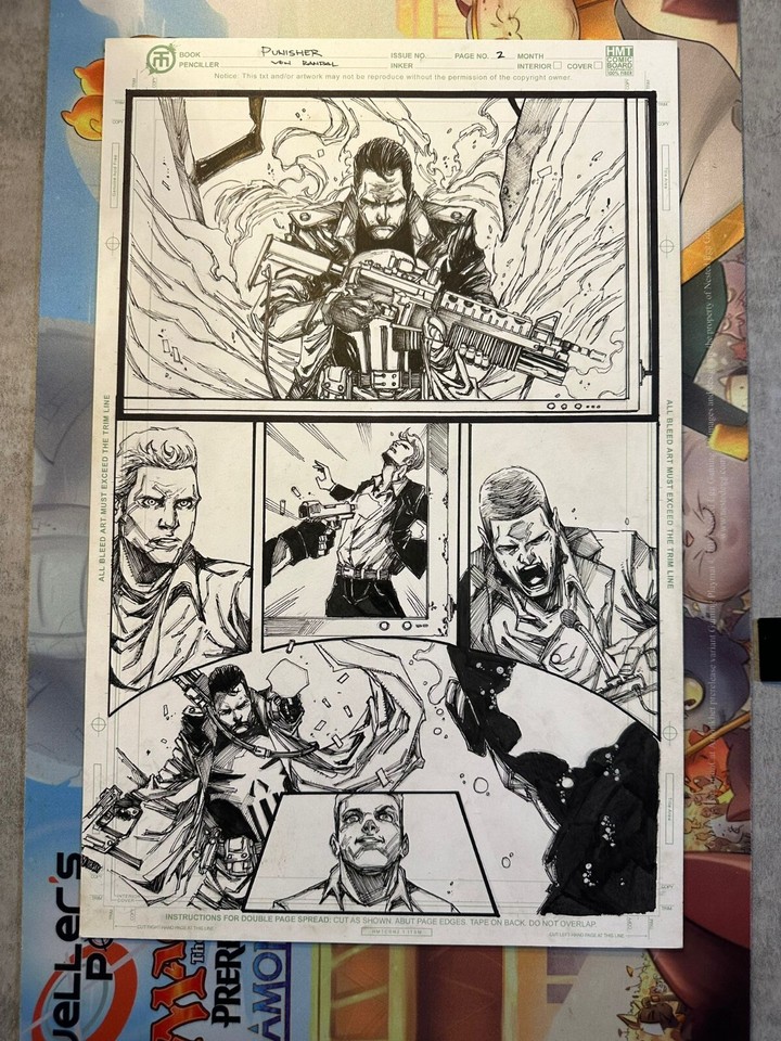 Von Randal Marvel Punisher Original Comic Art Test Page 1 to 5 | eBay