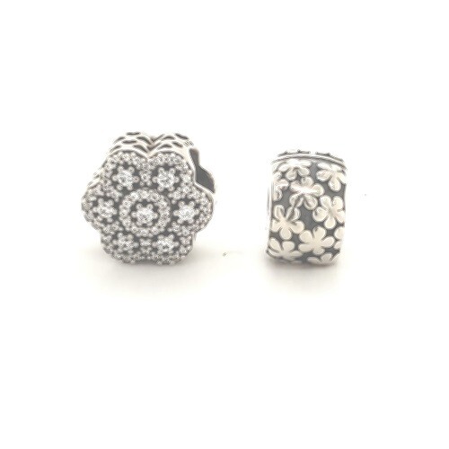 Pandora 925 assorted 791998cz 790533 floral flower clip slide bead ...