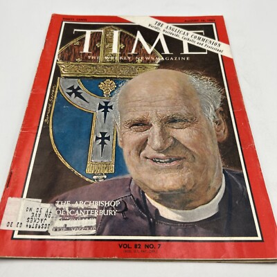 Time Magazine August 16, 1963 The Archbishop Of Canterbury | eBay