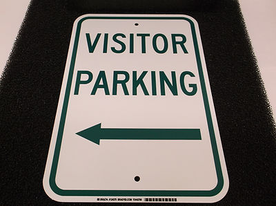 Left Arrow Green and White, Visitor's Parking Sign 18" X 12" (E30C) | eBay