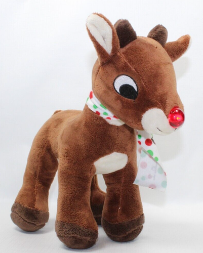 10" Rudolph Red Nosed Reindeer Standing Plush Sings Lights Up EUC ...