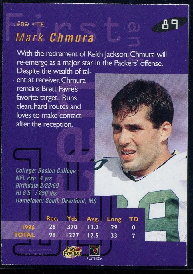 1996 Playoff Purple Mark Chmura #89 Green Bay Packers | eBay