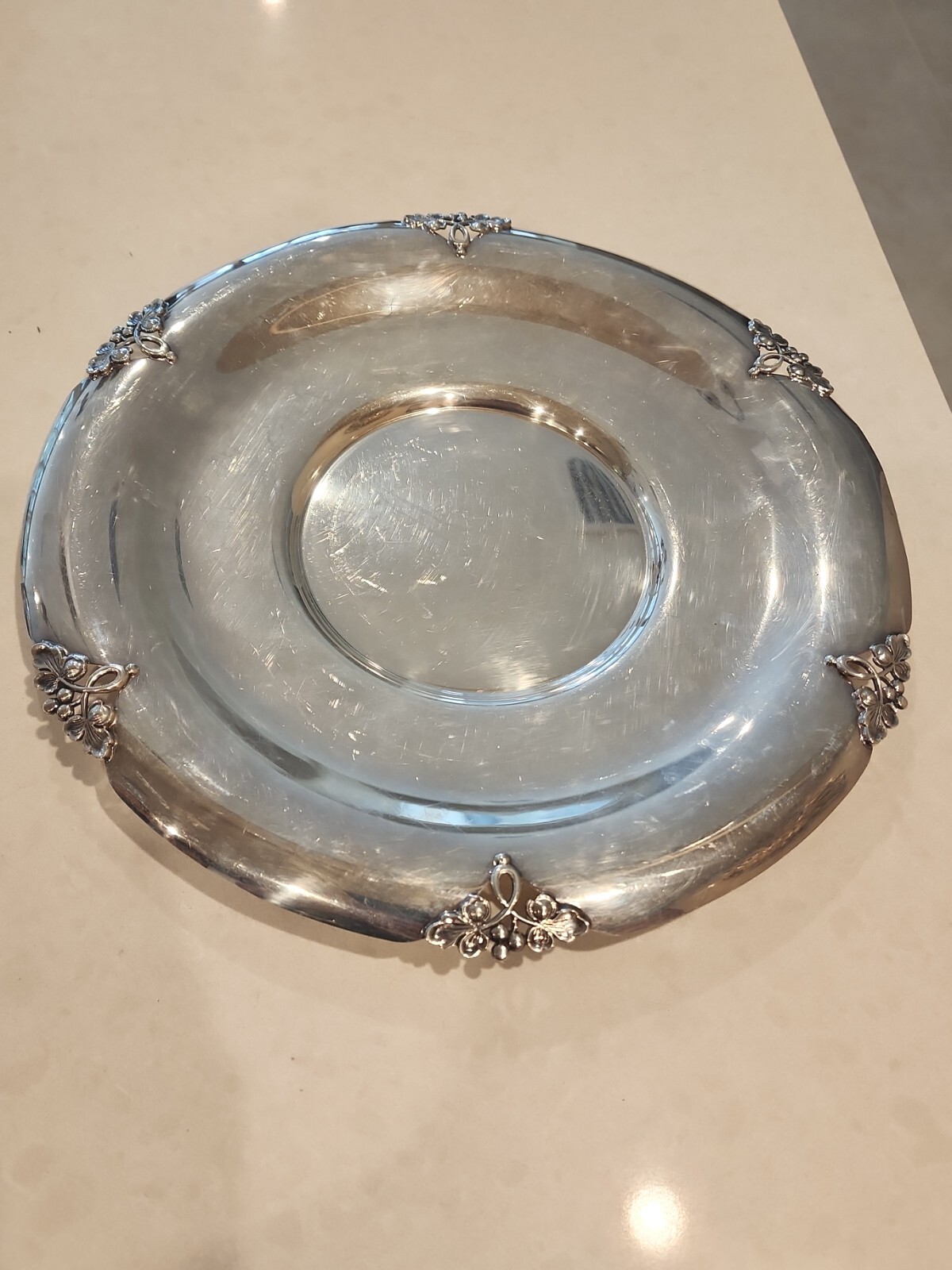 Antique Fisher Sterling Silver 12 3/4" Round Platter In ALEXANDRIA ...