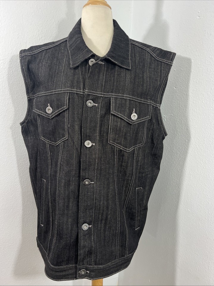 Evolution in Design Vest Mens 2XL Black Denim Biker Motorcycle ...