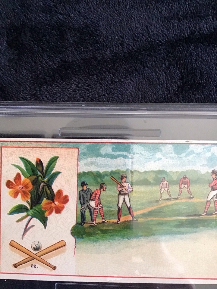 1880’s Psa 1.5 H804 Trade Card #22 Baseball Scene W/Two Bats Crossed w ...