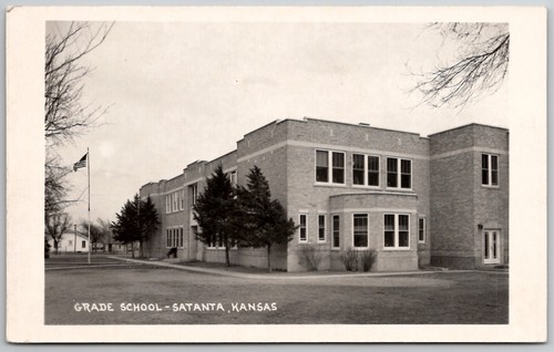 c1950s RPPC Grade School Satanta Kansas Flag Postcard Unposted | eBay