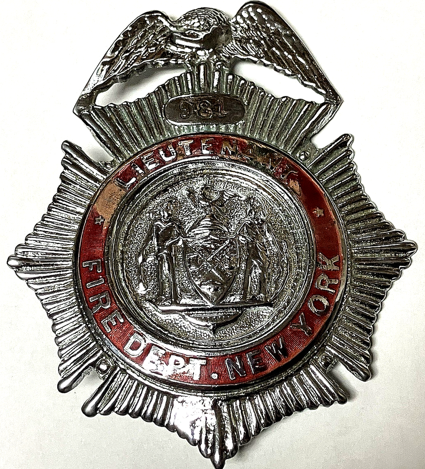 LIEUTENANT FIRE DEPT. NEW YORK # 981 BADGE | eBay