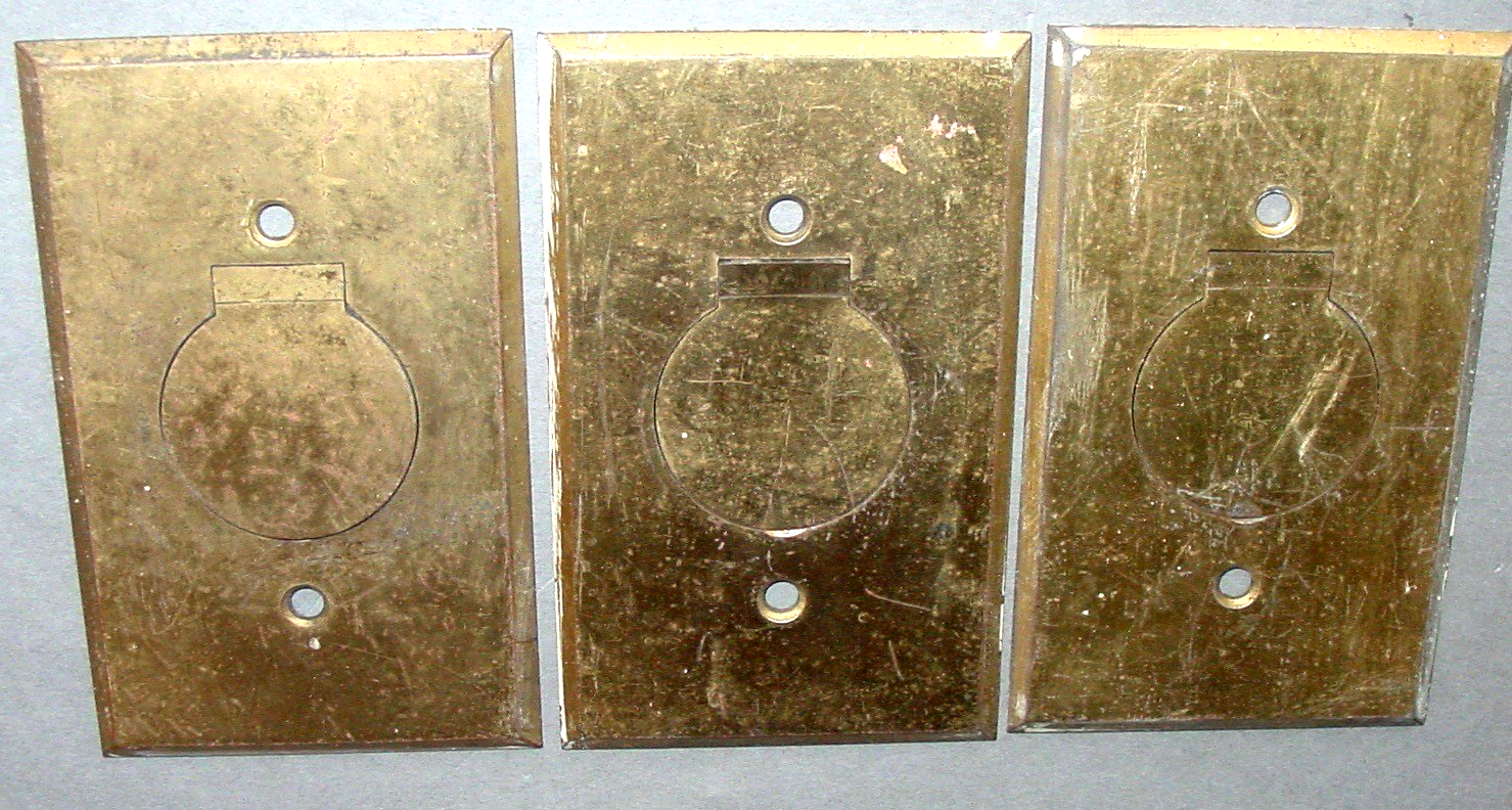 3 Vintage Brass Single Round Hole Bryant Appliance Socket Outlet Cover ...