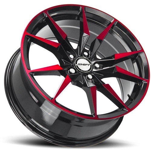 4-New 18" Shift H29 Blade Wheels 18x8 5x120 35 Black Machine Red Rims ...