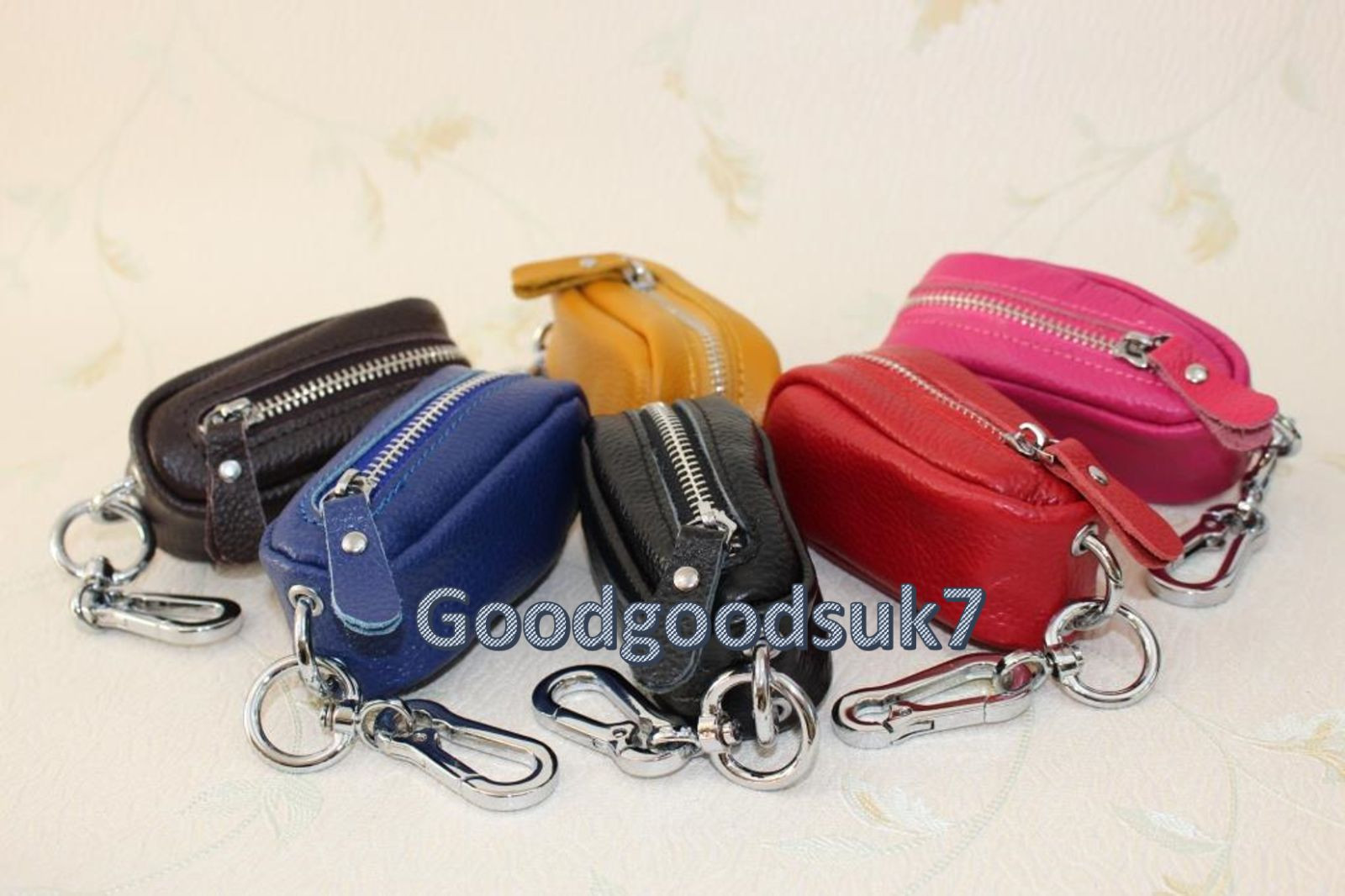 New High Quality Genuine Leather Ring Key Coin Holder Pouch Case Zipper ...