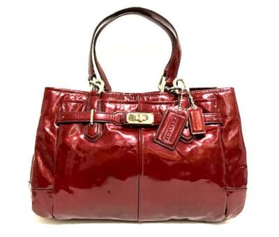 Coach Chelsea Jayden LG Red Burgundy Wine Patent Leather Tote Handbag ...