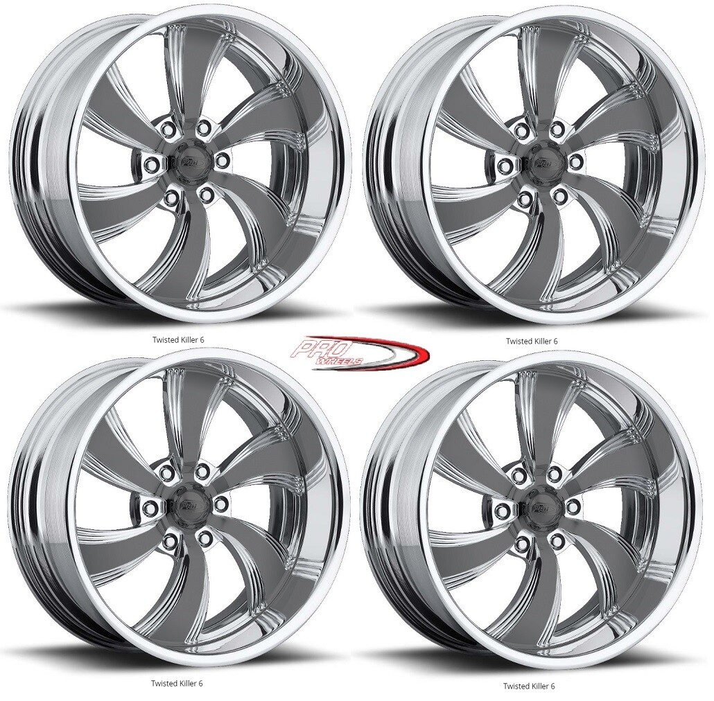 Pro Wheels TWISTED KILLER 6 20" Polished Aluminum Billet Wheels Rims ...